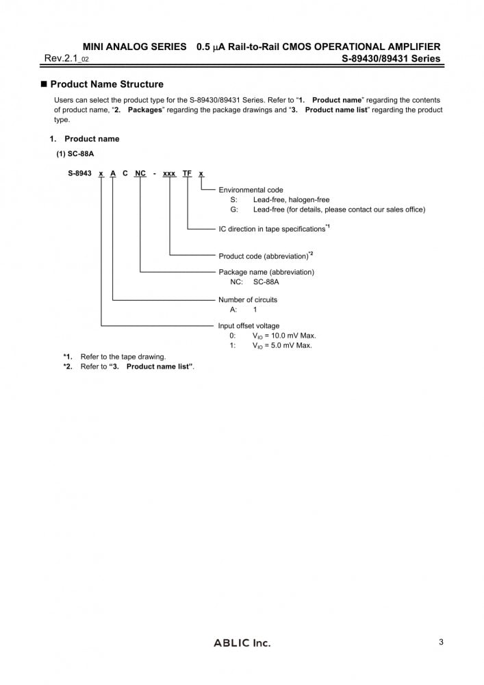 ABLIC datasheet page 3