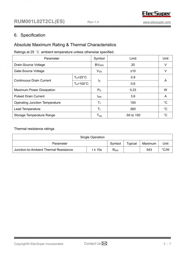 RUM001L02T2CL(ES) datasheet page 2