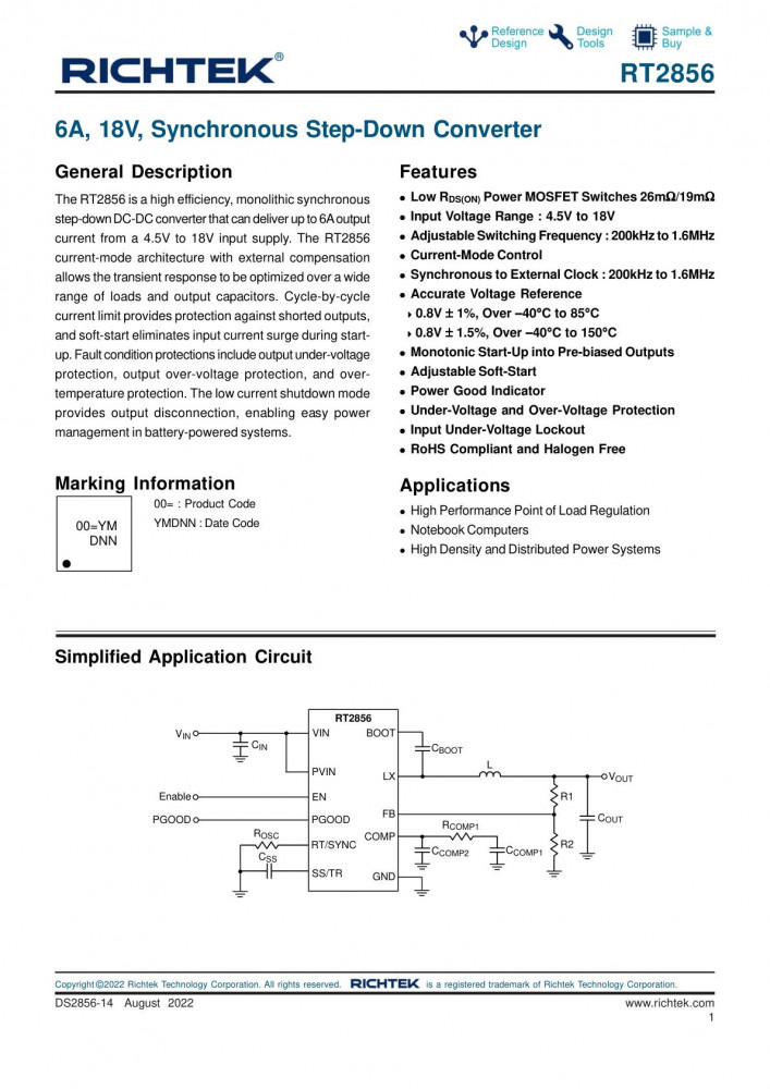 RT2856 technical document page 1