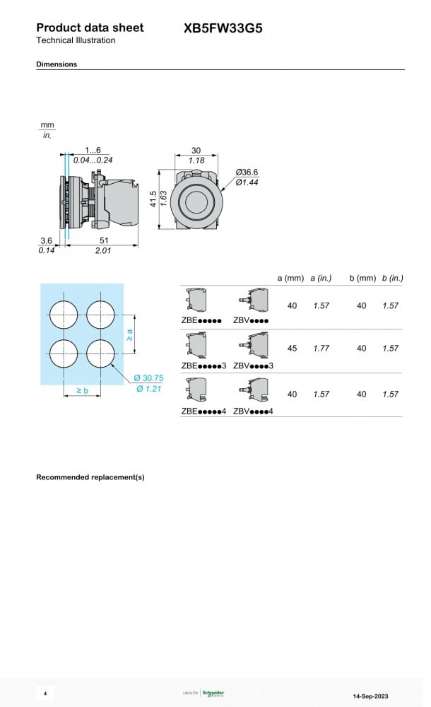 XB5FW33G5 technical document page 4