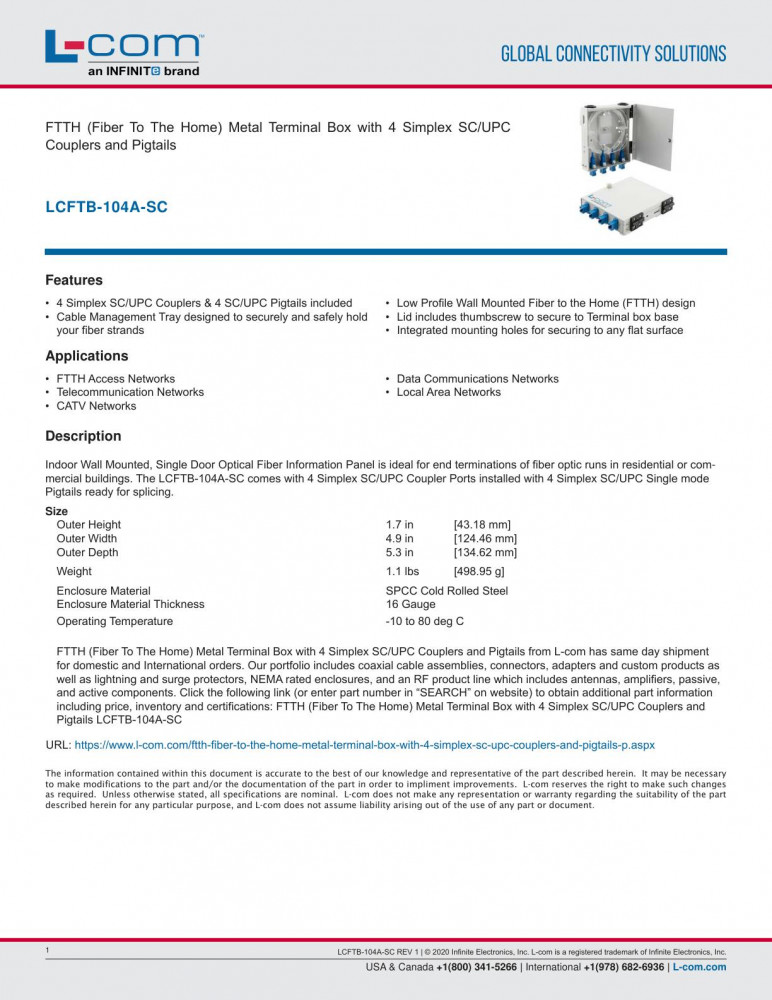 LCFTB-104A-SC technical document page 1