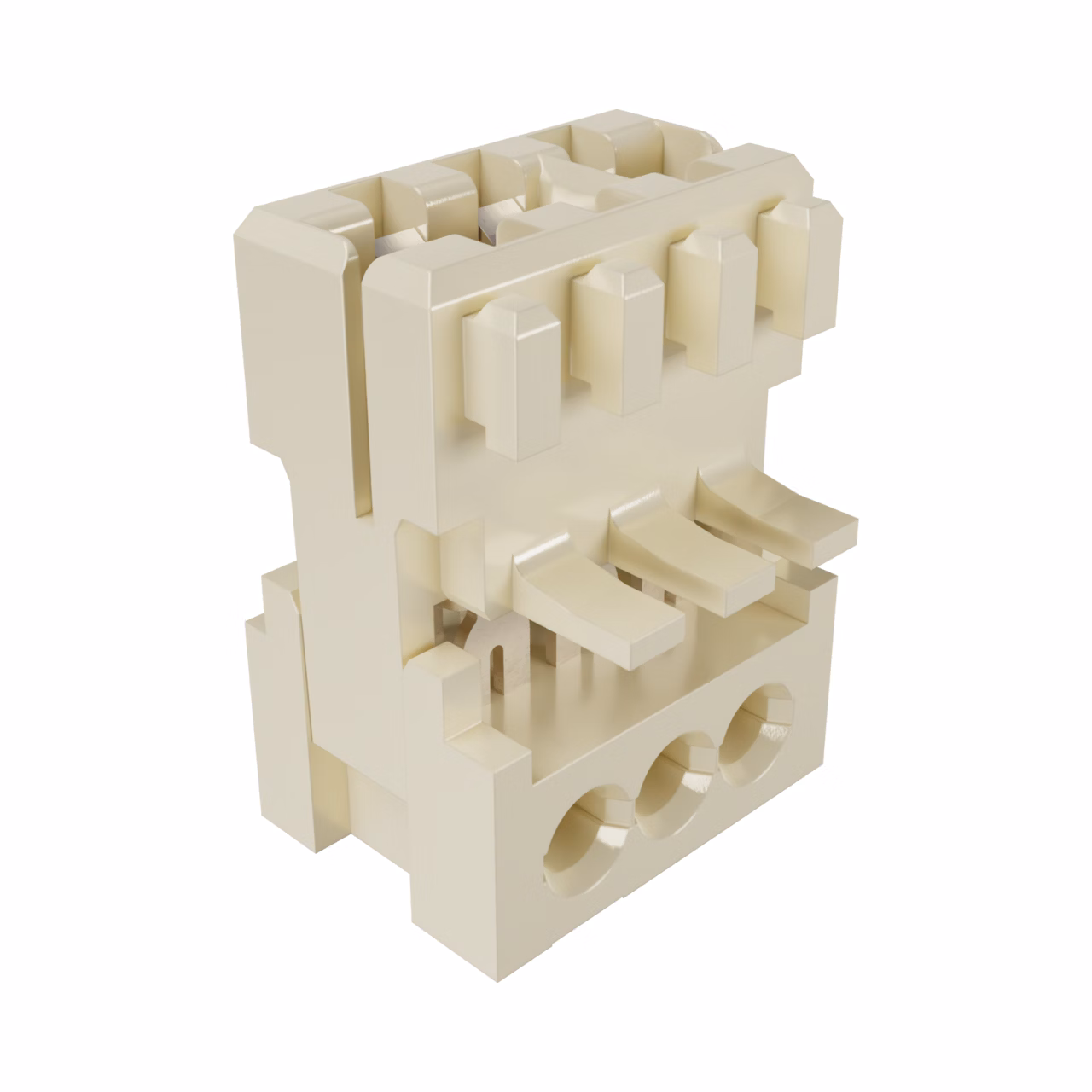 Appli-Mate RAST 2.5 Connector, 2.50mm Pitch, Female, 4 Circuits, No Position Keys Removed, Polarizing Rib Between 2/3, 1 Closed and 1 Open Endwall, Tin Plating