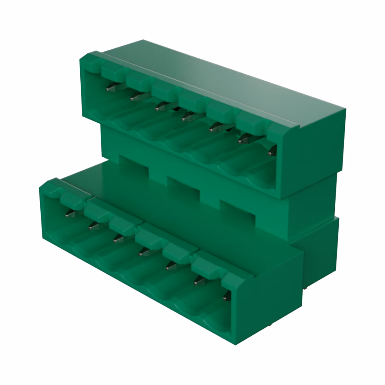 5.00mm Pitch Eurostyle Horizontal Dual Level PCB Header, Closed Ends, Green Housing, 14 Circuits for sale