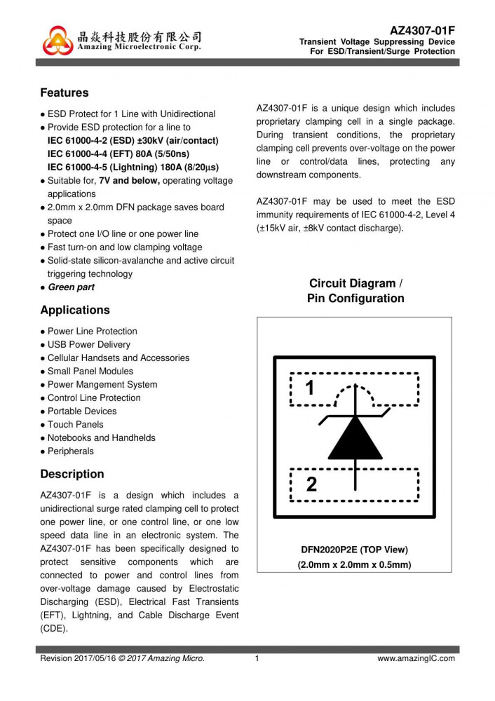 AZ4307-01F datasheet page 1