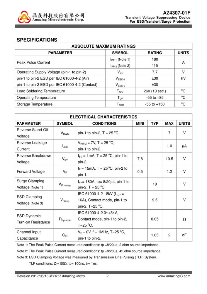 AZ4307-01F datasheet page 2