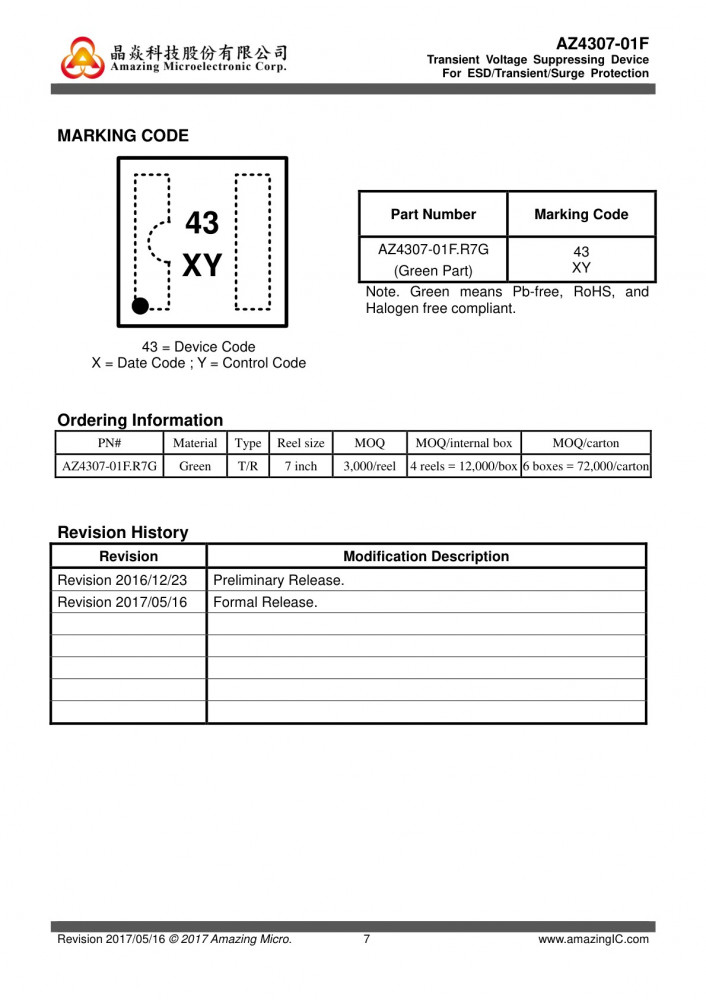 AZ4307-01F datasheet page 7