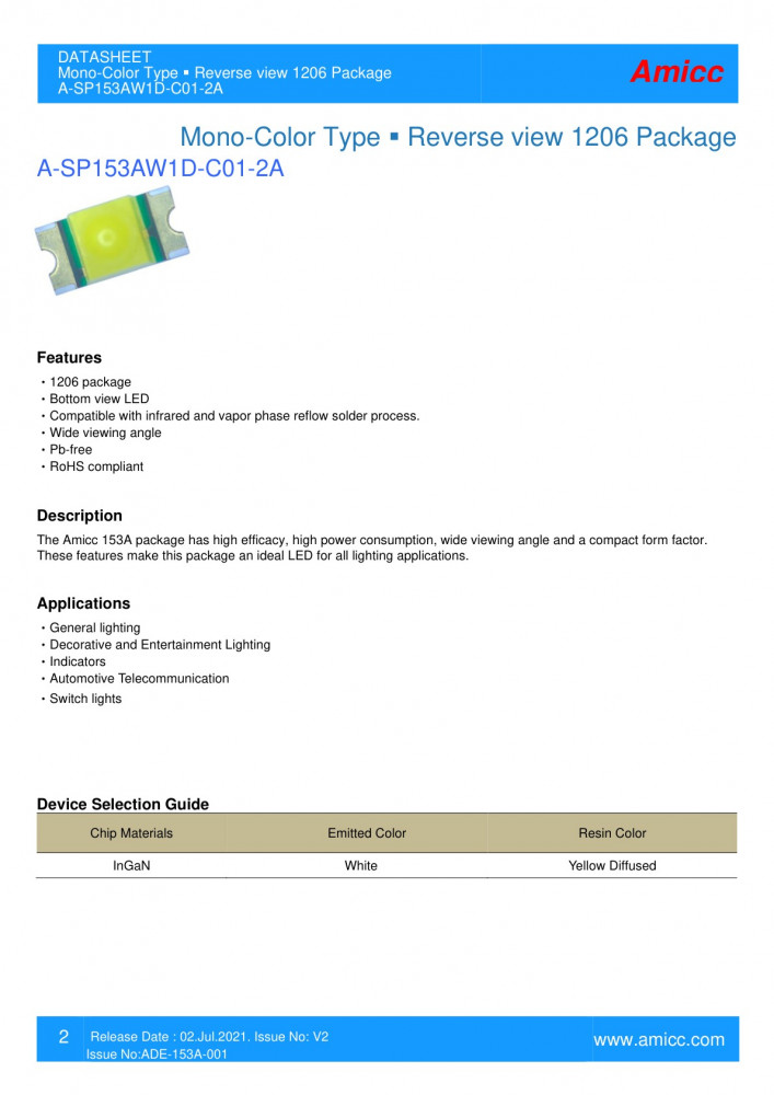 A-SP153AW1D-C01-2A datasheet page 2