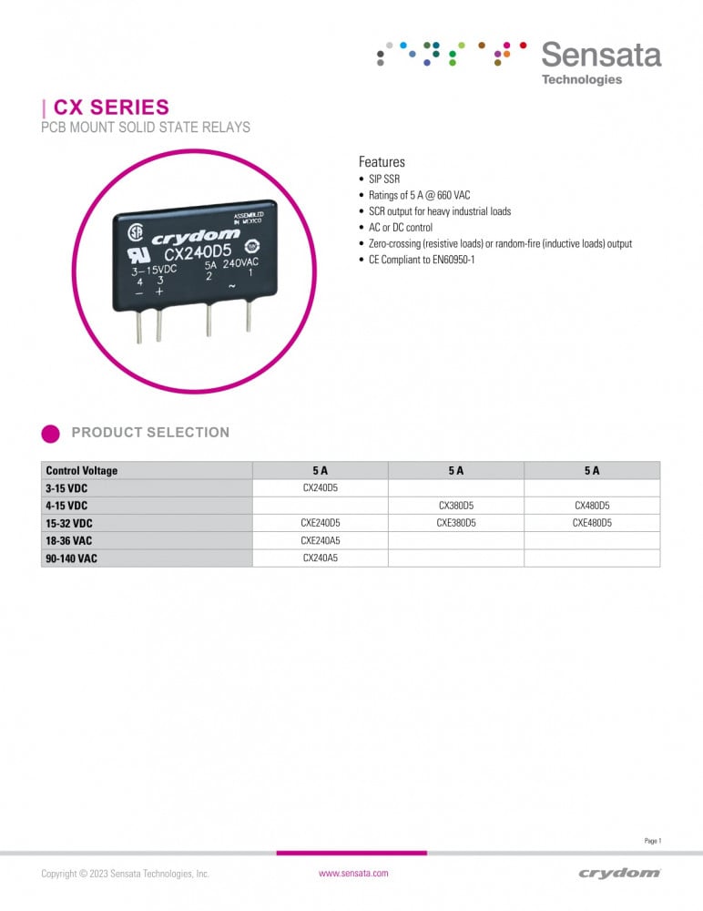 CX240D5 datasheet page 1