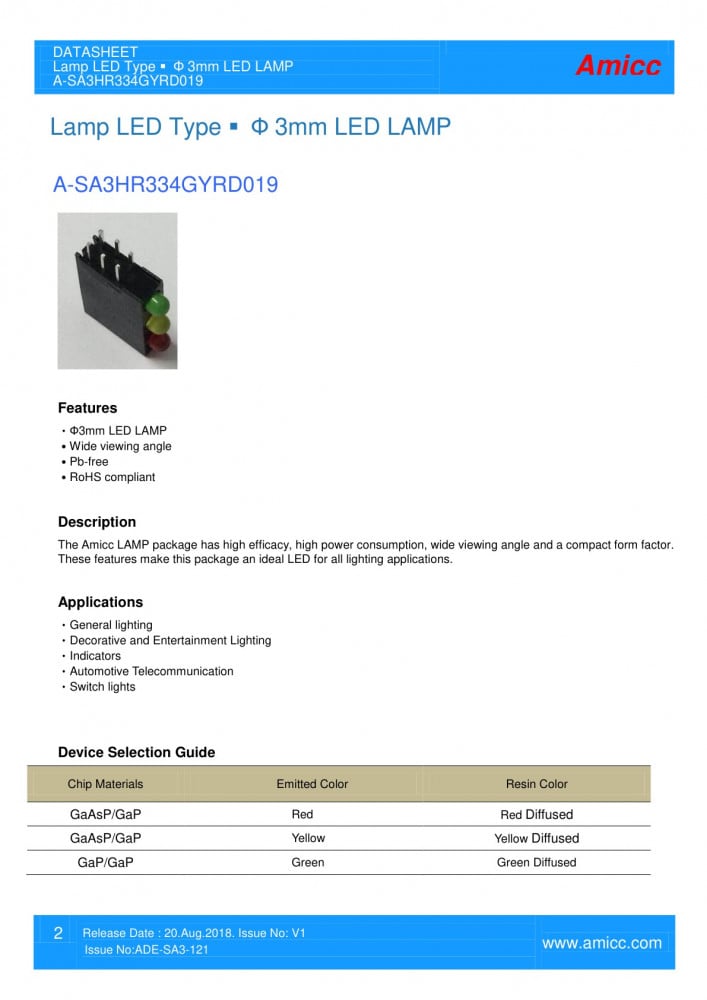 A-SA3HR334GYRD019 datasheet page 2