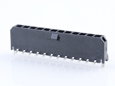 Micro-Fit 3.0 Vertical Header, 3.00mm Pitch, Single Row, 12 Circuits, with PCB Press-fit Metal Retention Clip, 0.76µm Gold Plating, Glow-Wire Capable, Black, Tape and Reel for sale