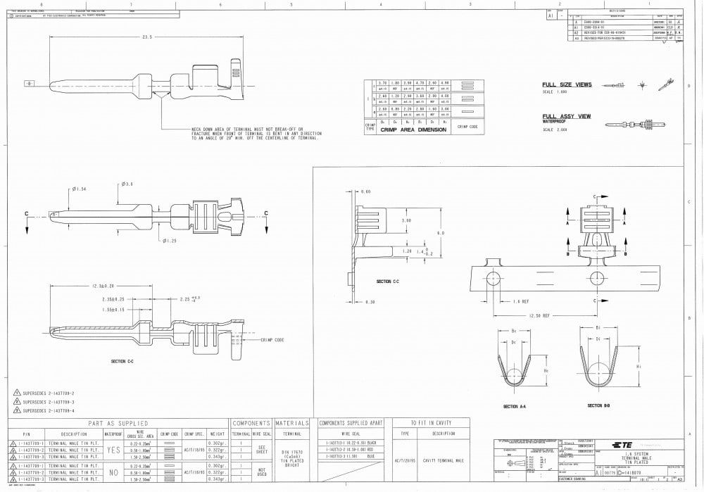 TE Connectivity 1-1437709-2 drawing page 1