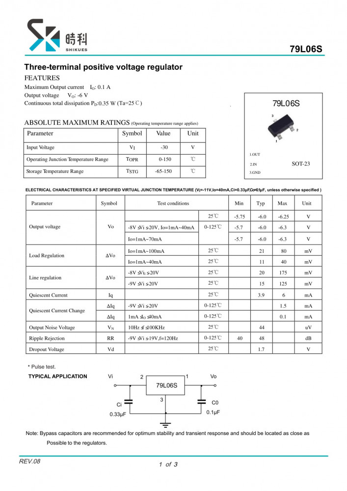 79L06S datasheet page 1