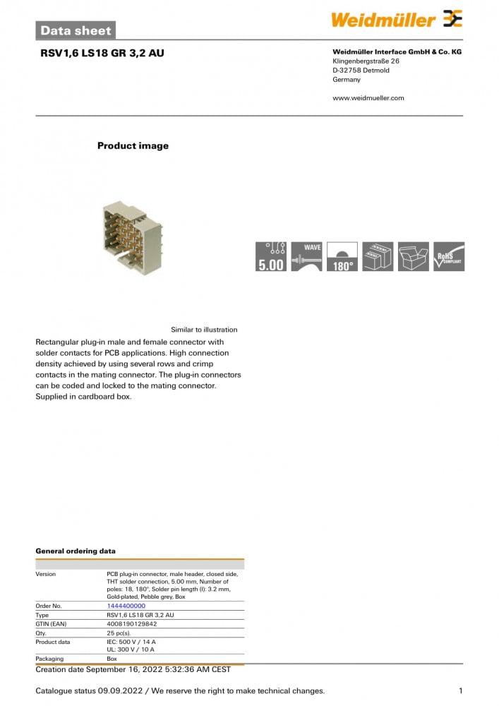 WEIDMULLER 1444400000 product document page 1
