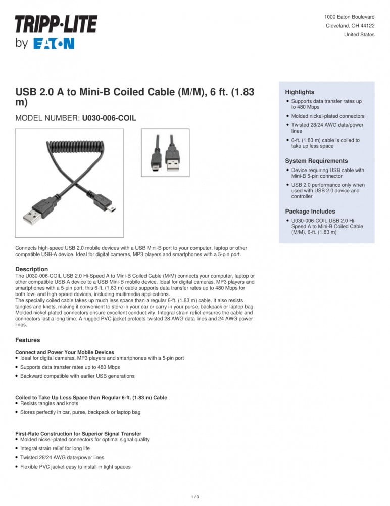 U030-006-COIL technical document page 1