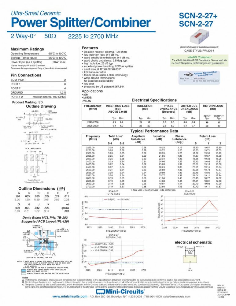 SCN-2-27+ technical datasheet page