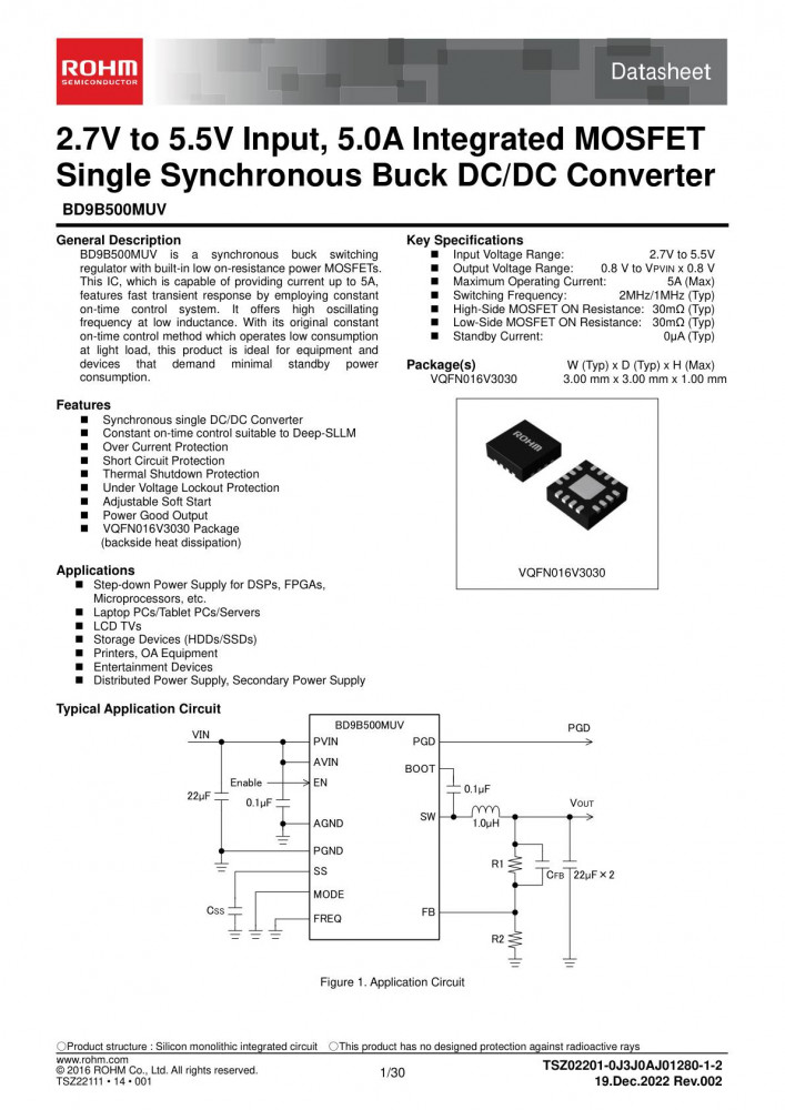BD9B500MUV-E2 datasheet page 1