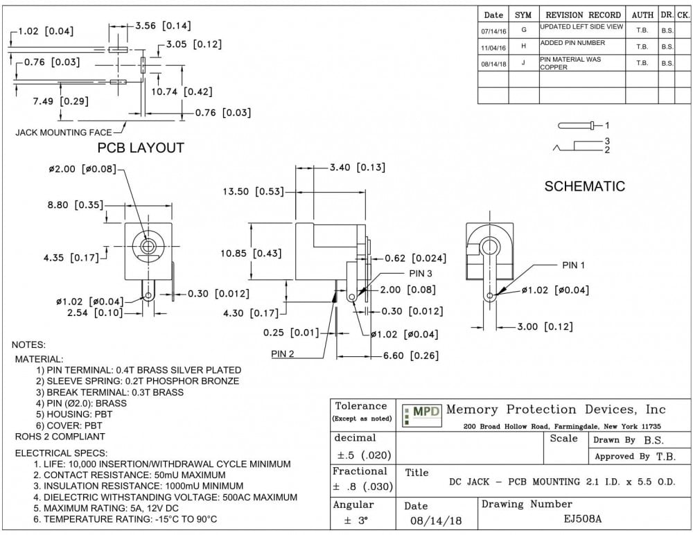 MPD EJ508A technical drawing