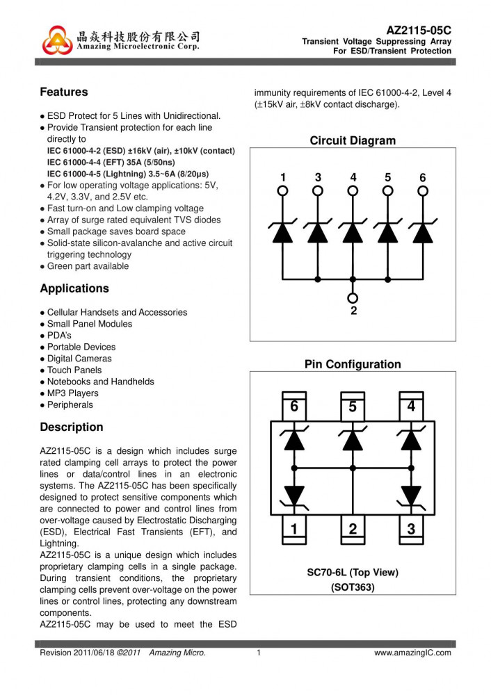 AZ2115-05C datasheet page 1