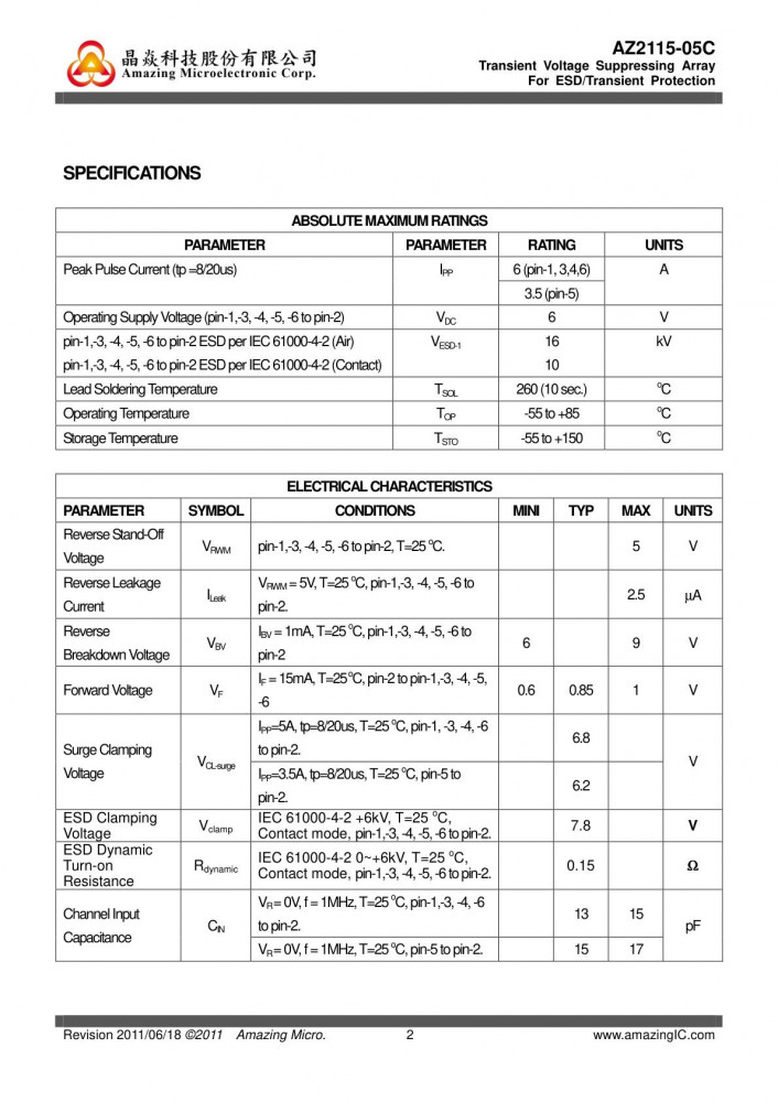 AZ2115-05C datasheet page 2