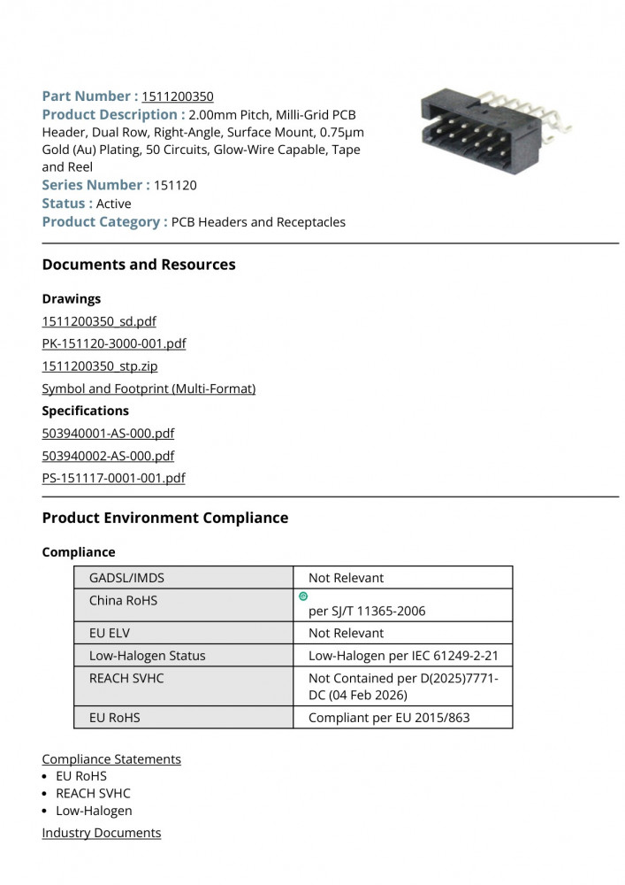 MOLEX 1511200350 product document image 1