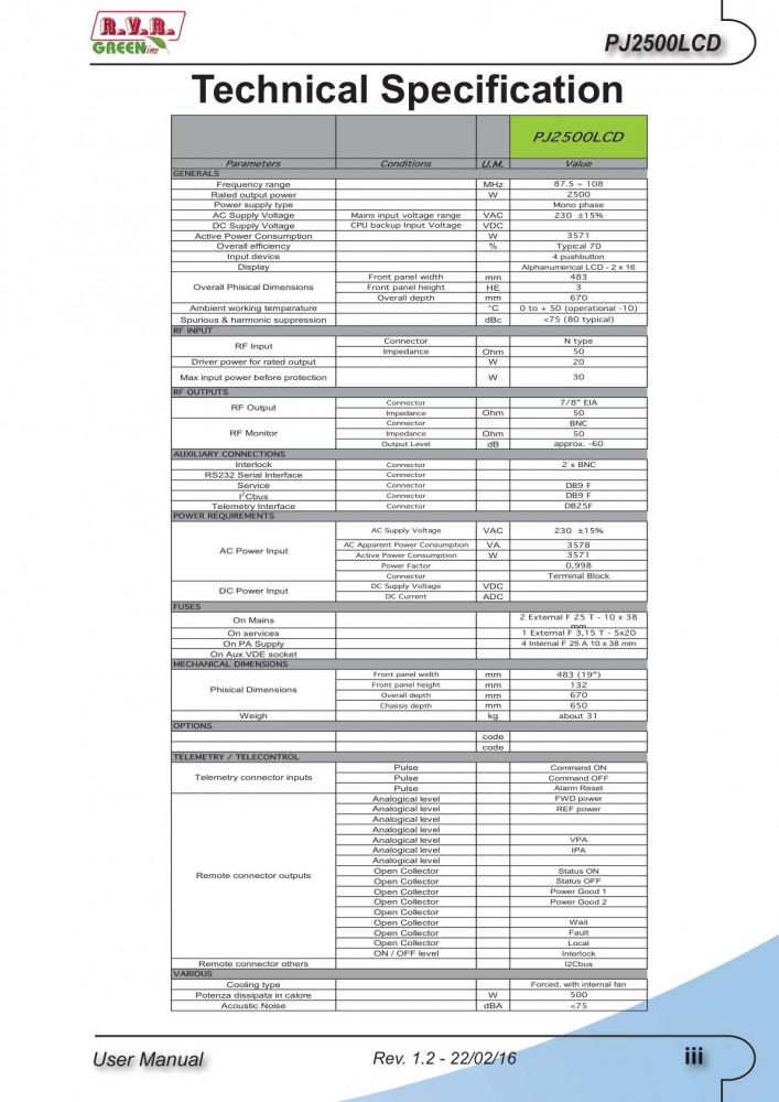 PJ2500LCD documentation page 5