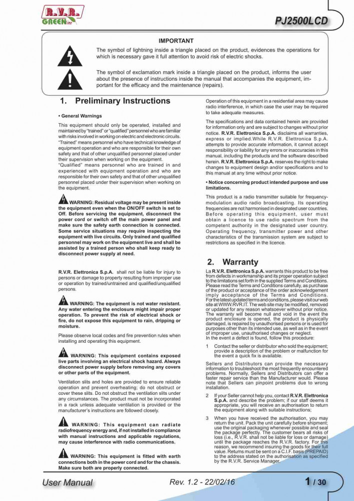 PJ2500LCD documentation page 7