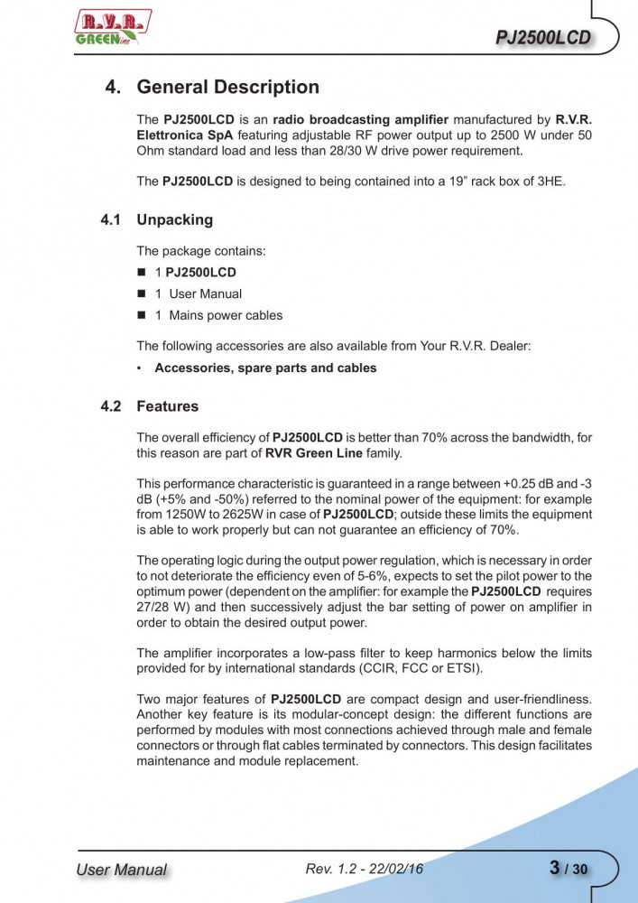PJ2500LCD documentation page 9