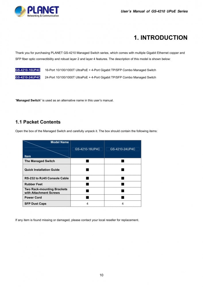 PT-GS-4210-16UP4C manual page 10