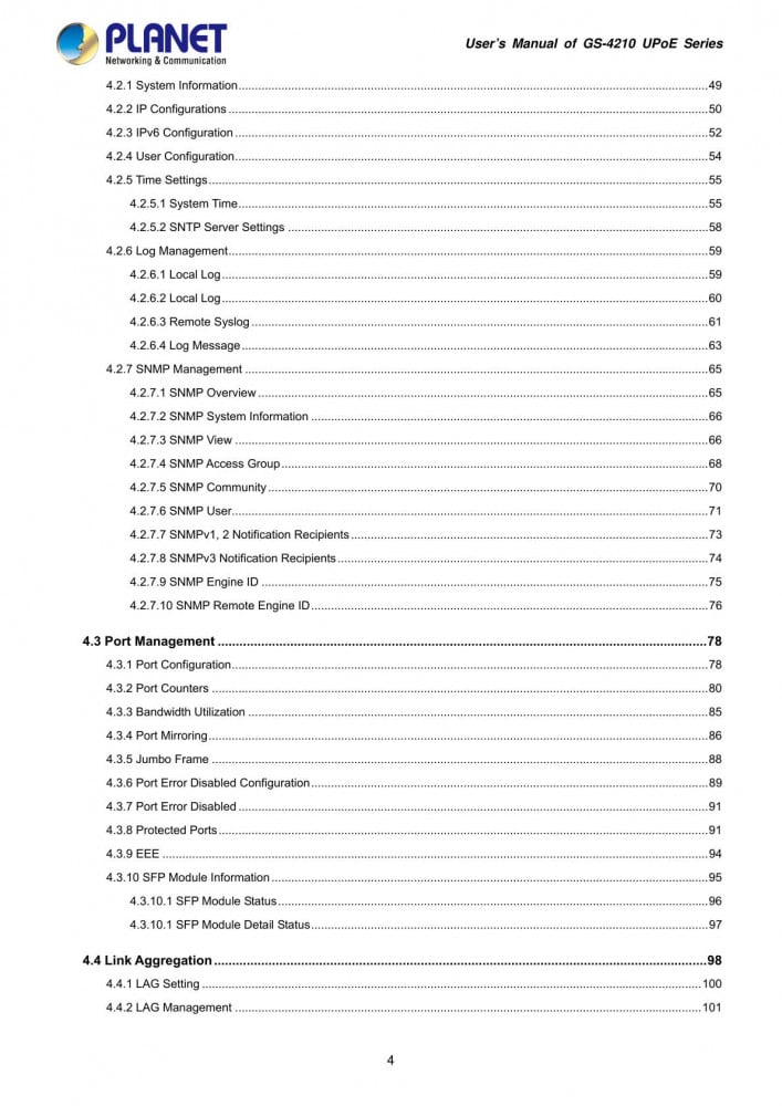 PT-GS-4210-16UP4C manual page 4