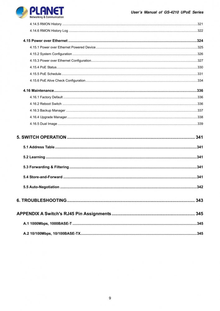 PT-GS-4210-16UP4C manual page 9