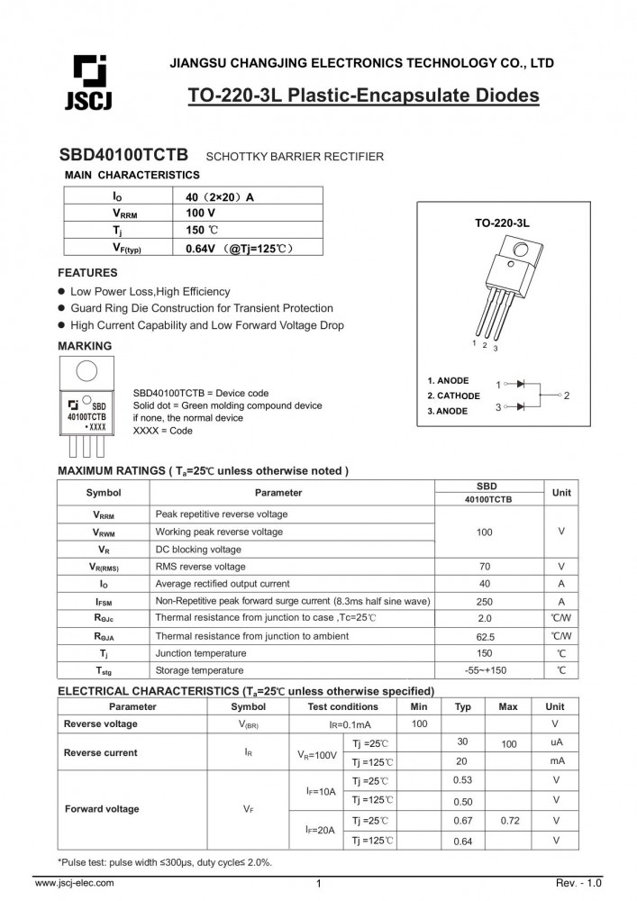 SBD40100TCTB datasheet page 1