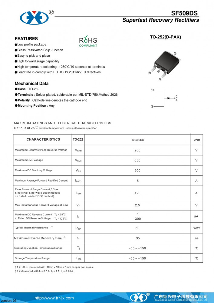 SF509DS datasheet page 1