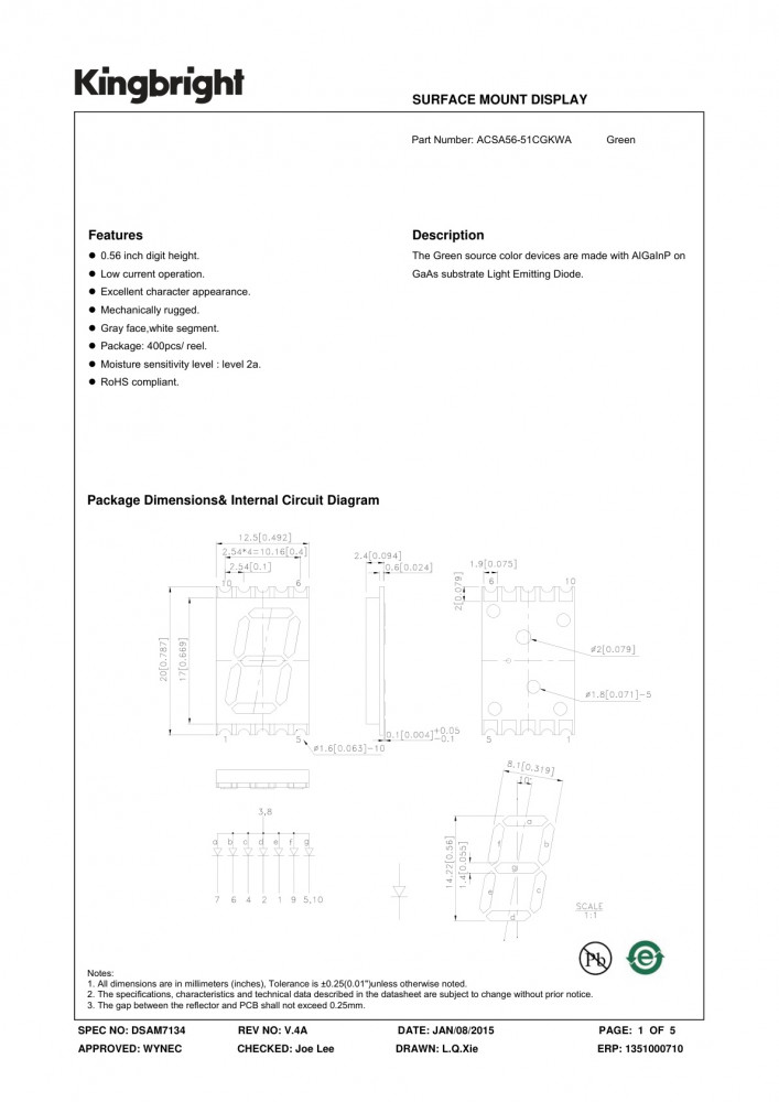 ACSA56-51CGKWA datasheet page 1