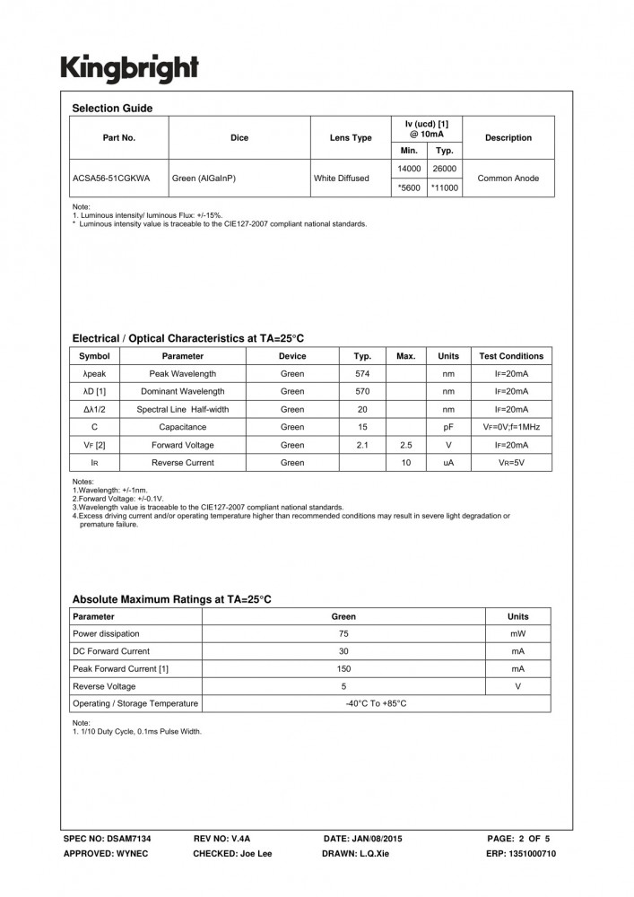 ACSA56-51CGKWA datasheet page 2
