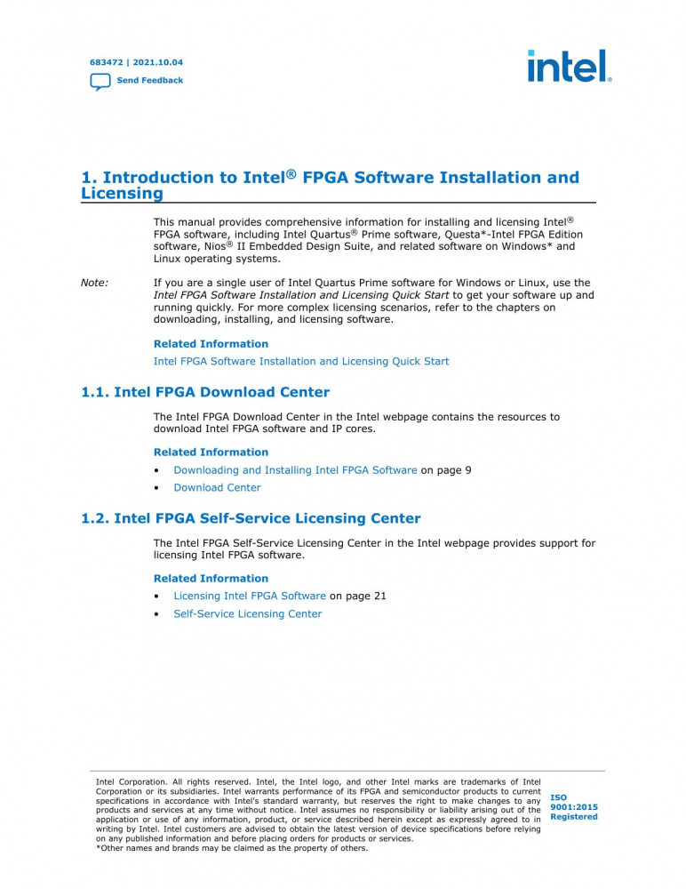 Intel FPGA documentation page 4