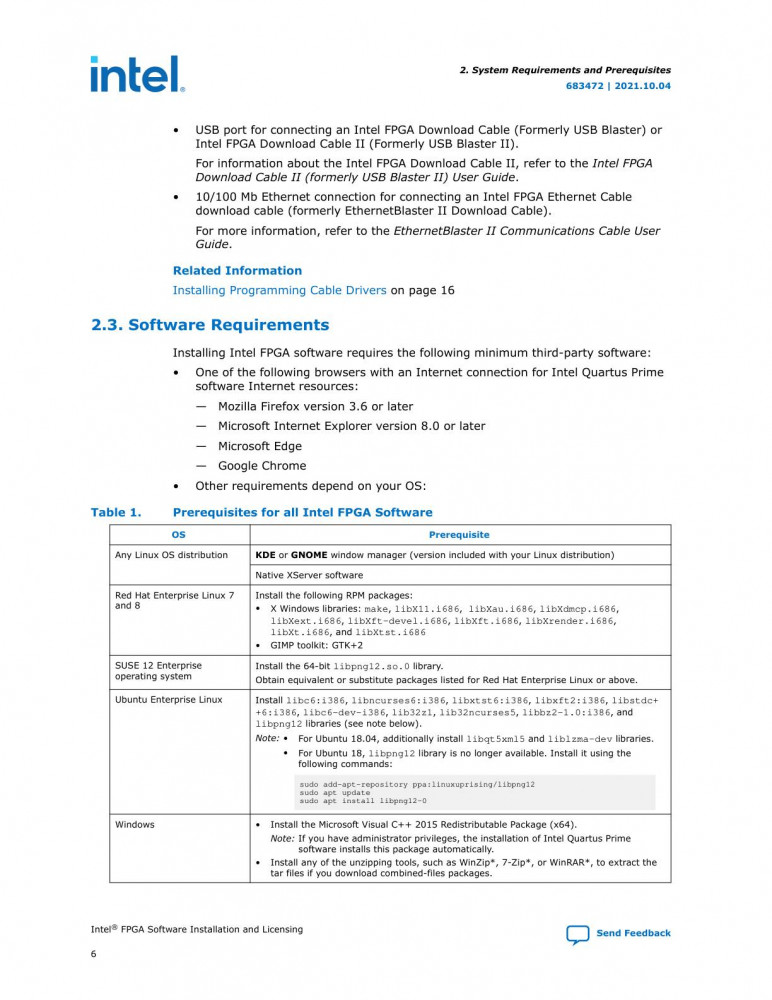 Intel FPGA documentation page 6