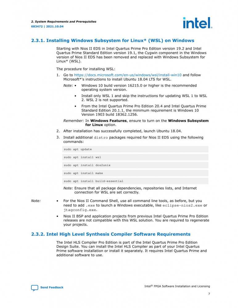 Intel FPGA documentation page 7