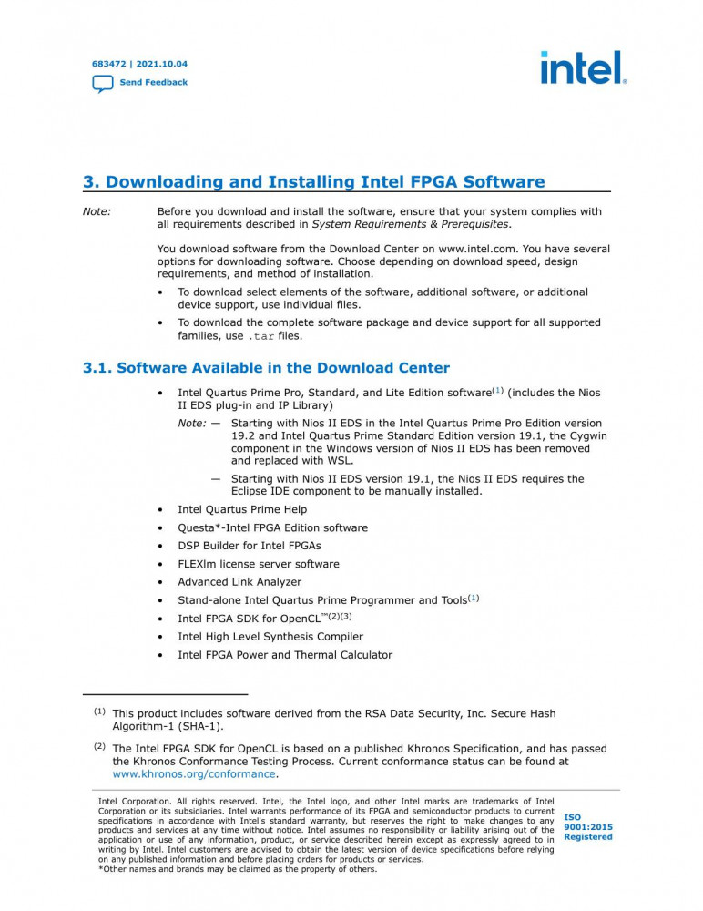 Intel FPGA documentation page 9