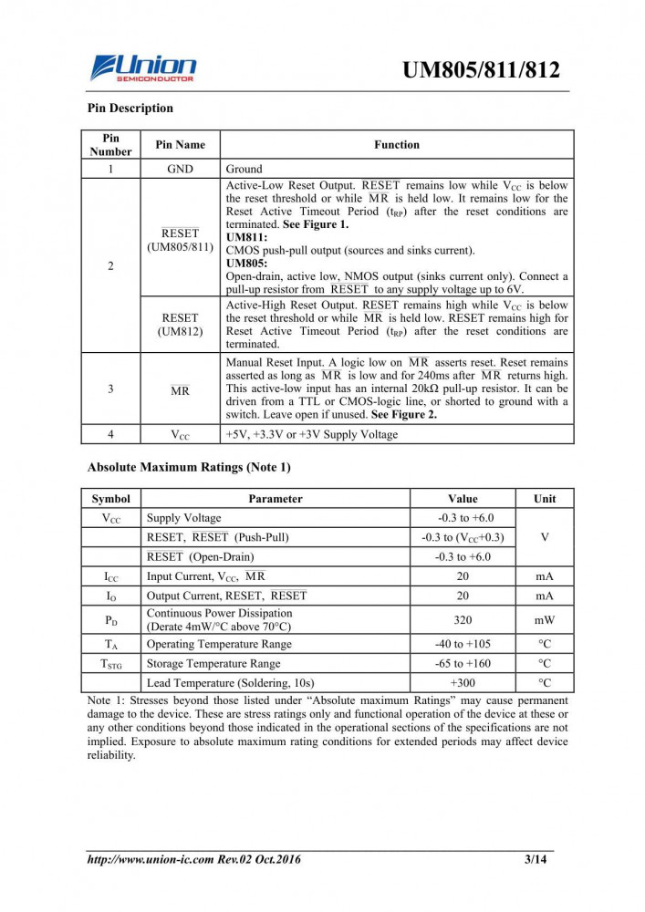 UM811TE datasheet page 3