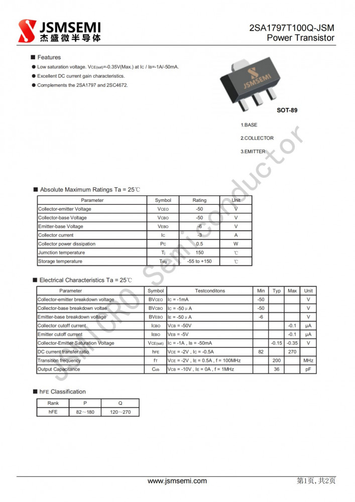 2SA1797T100Q-JSM datasheet page 1