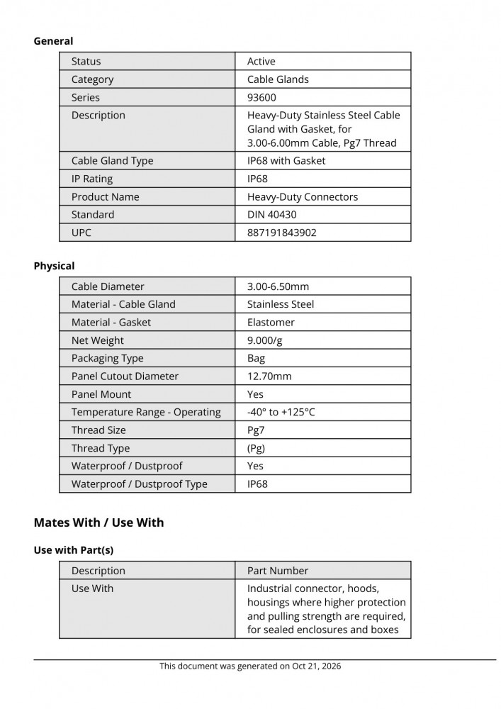 Technical document image 2 for MOLEX 936000238