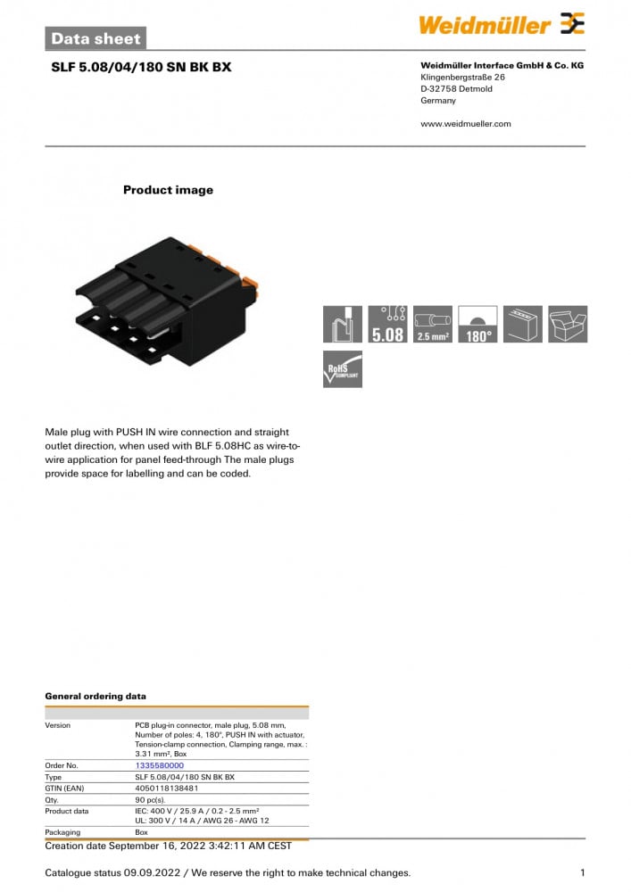 WEIDMULLER 1335580000 document page 1