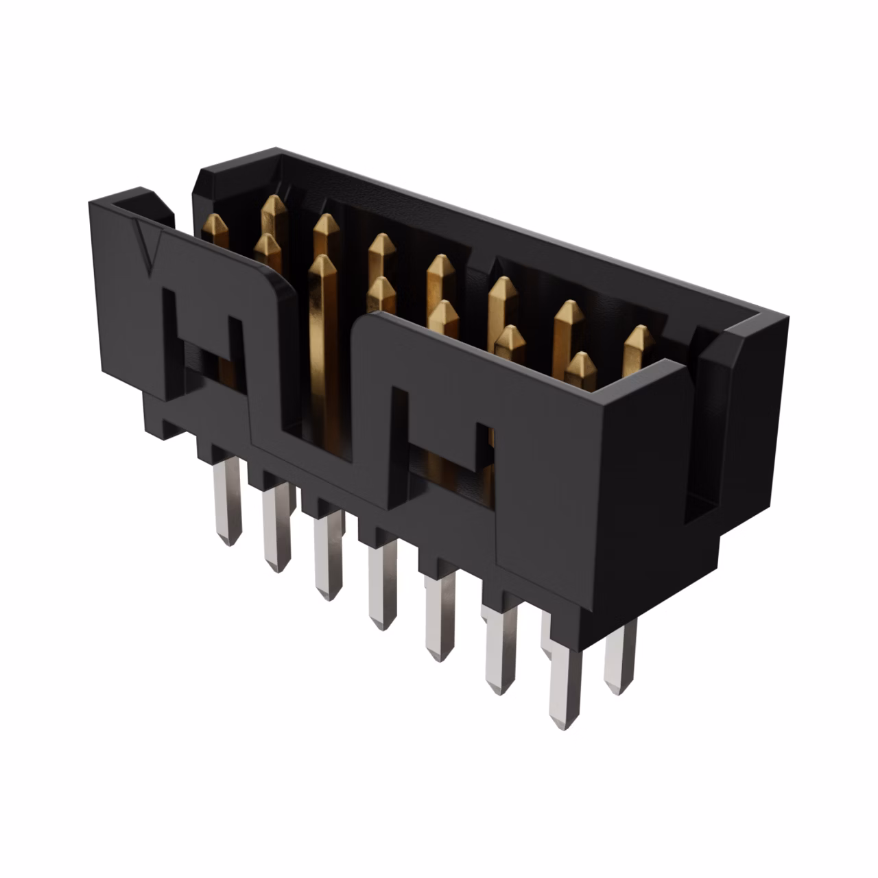2.00mm Pitch, Milli-Grid PCB Header, Dual Row, Vertical, Through Hole, Shrouded, 14 Circuits, 0.38µm Gold (Au) Plating, 3.50mm Tail Length, Dual Side Slots, Dual Friction Locks, Center Polarization, Tube for sale