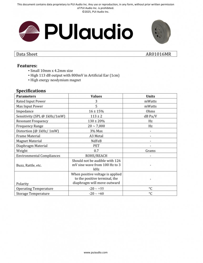 AR01016MR datasheet page 1