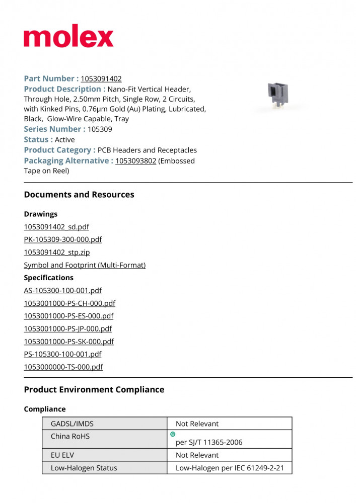 Nano-Fit technical specification page 1