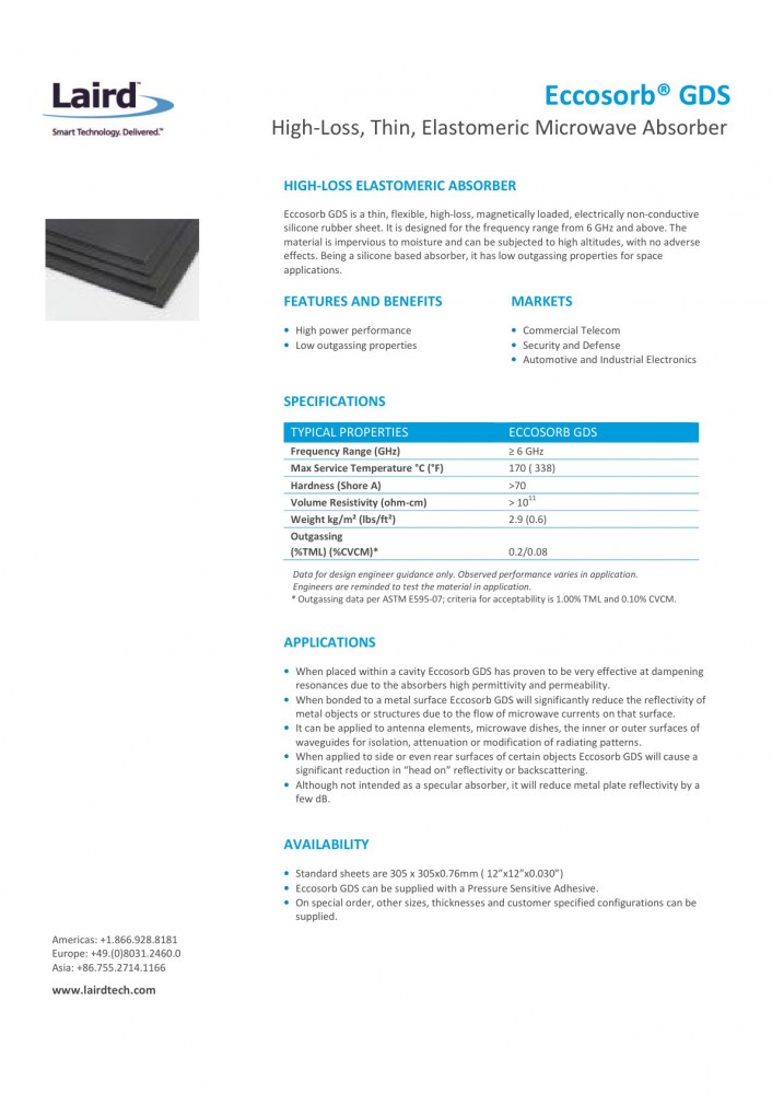 Eccosorb GDS technical document page 1