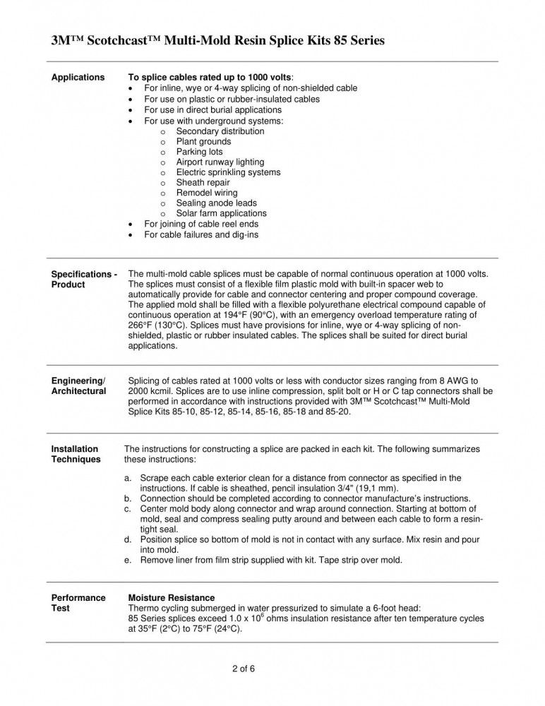 3M 85 Series datasheet page 2