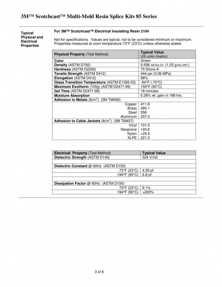 3M 85 Series datasheet page 3