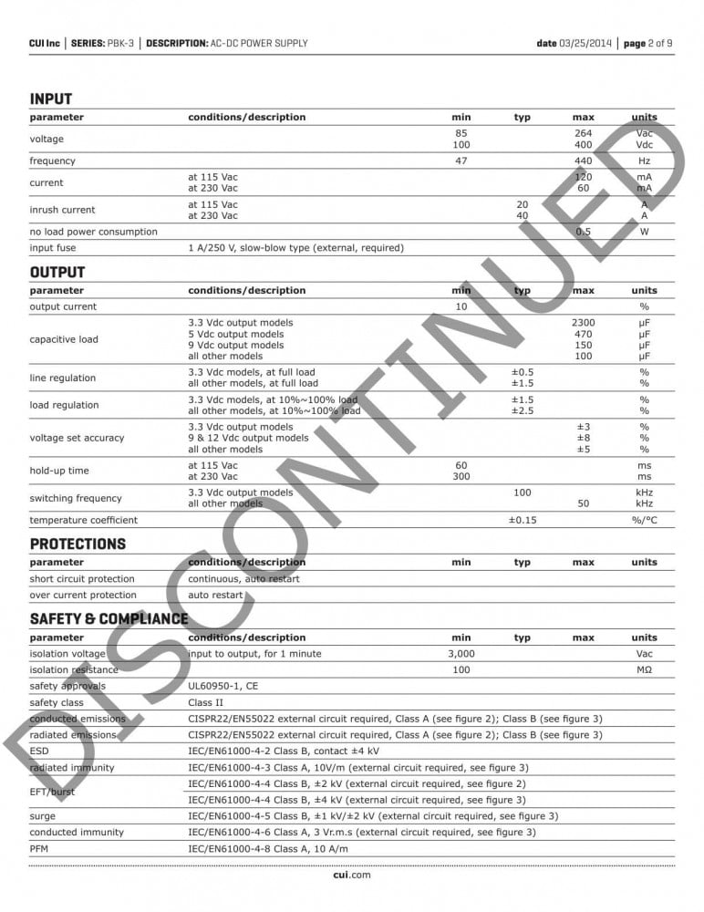 CUI PBK-3 series datasheet page 2