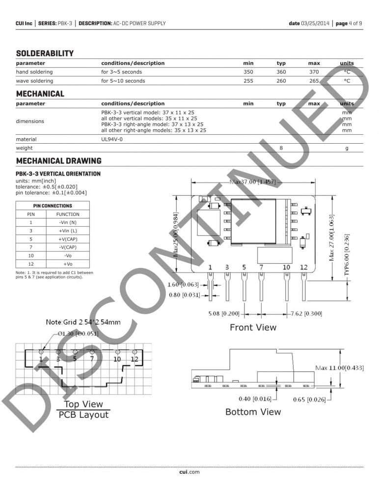 CUI PBK-3 series datasheet page 4